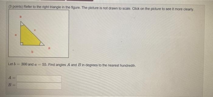 Solved (3 points) Refer to the right triangle in the figure. | Chegg.com