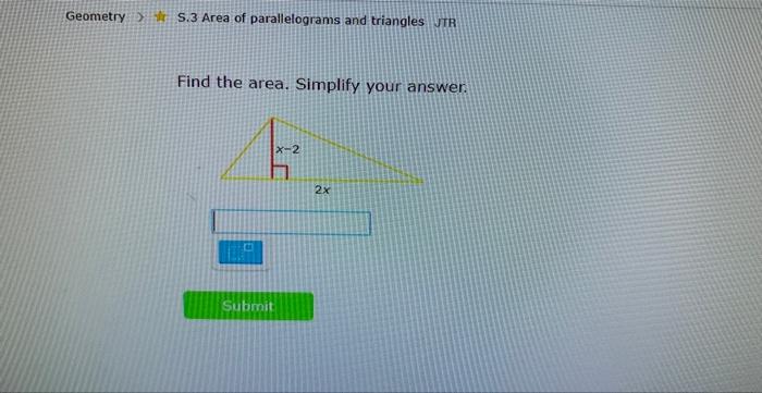 Solved Geometry S.3 Area of parallelograms and triangles | Chegg.com