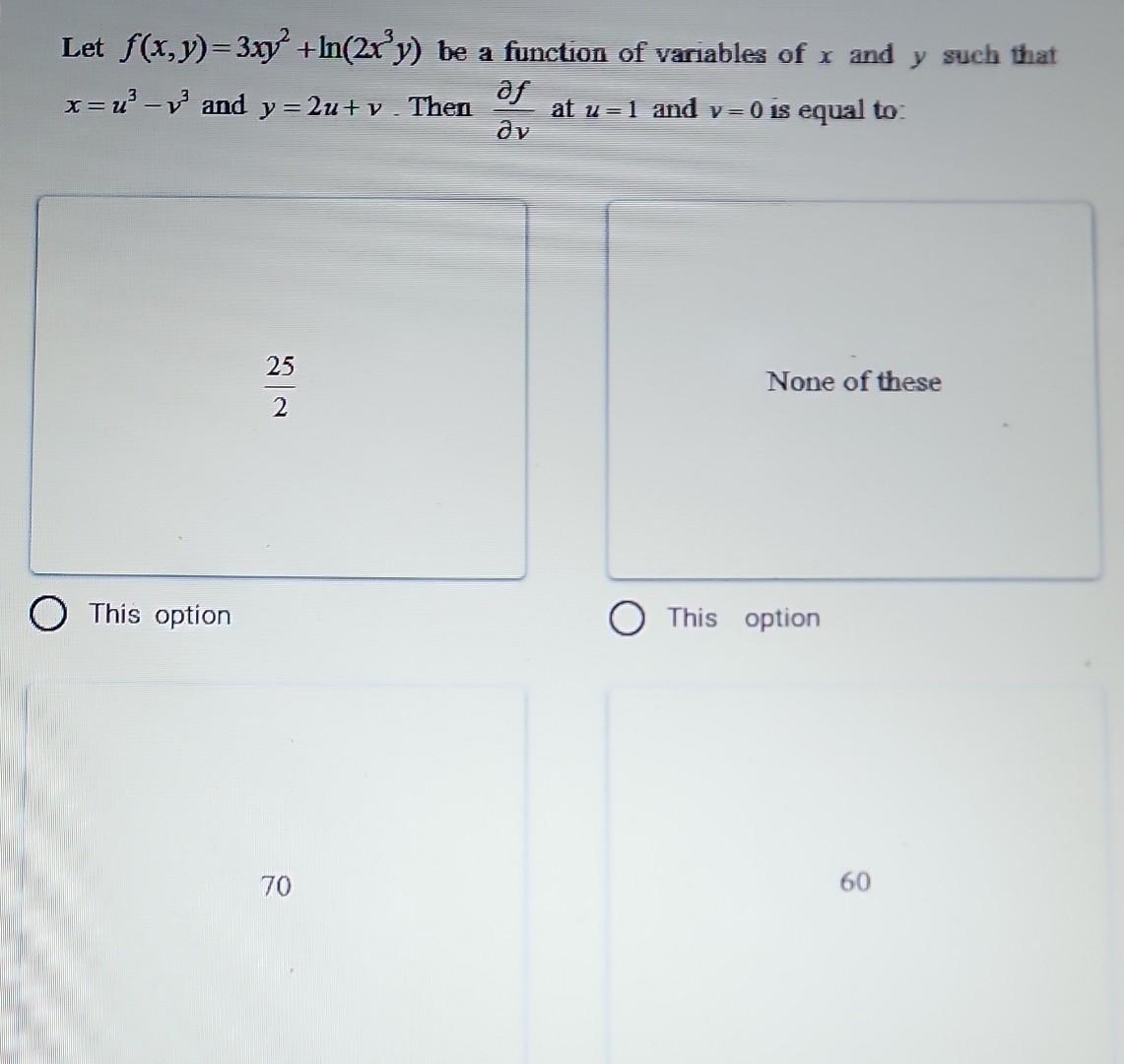 Solved Let f(x,y)=3xy2+ln(2x3y) be a function of variables | Chegg.com