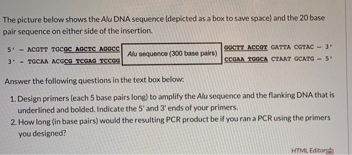 Solved The picture below shows the Alu DNA sequence | Chegg.com