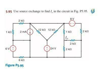 Solved 5.95 Use source exchange to find 7 in the circuit in | Chegg.com