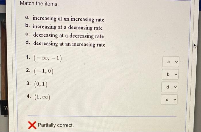 Solved Match the items. a. increasing at an increasing rate | Chegg.com