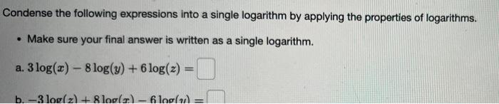 Solved Condense the following expressions into a single | Chegg.com