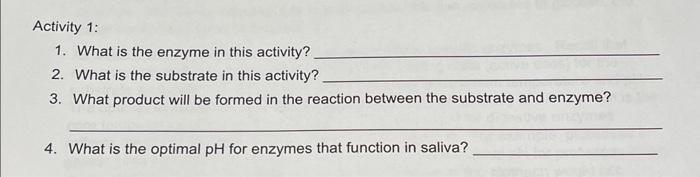 Solved Activity 1: Starch Digestion by Salivary Amylase - | Chegg.com