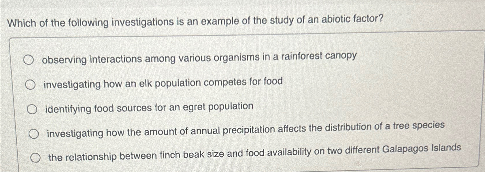 Solved Which of the following investigations is an example | Chegg.com