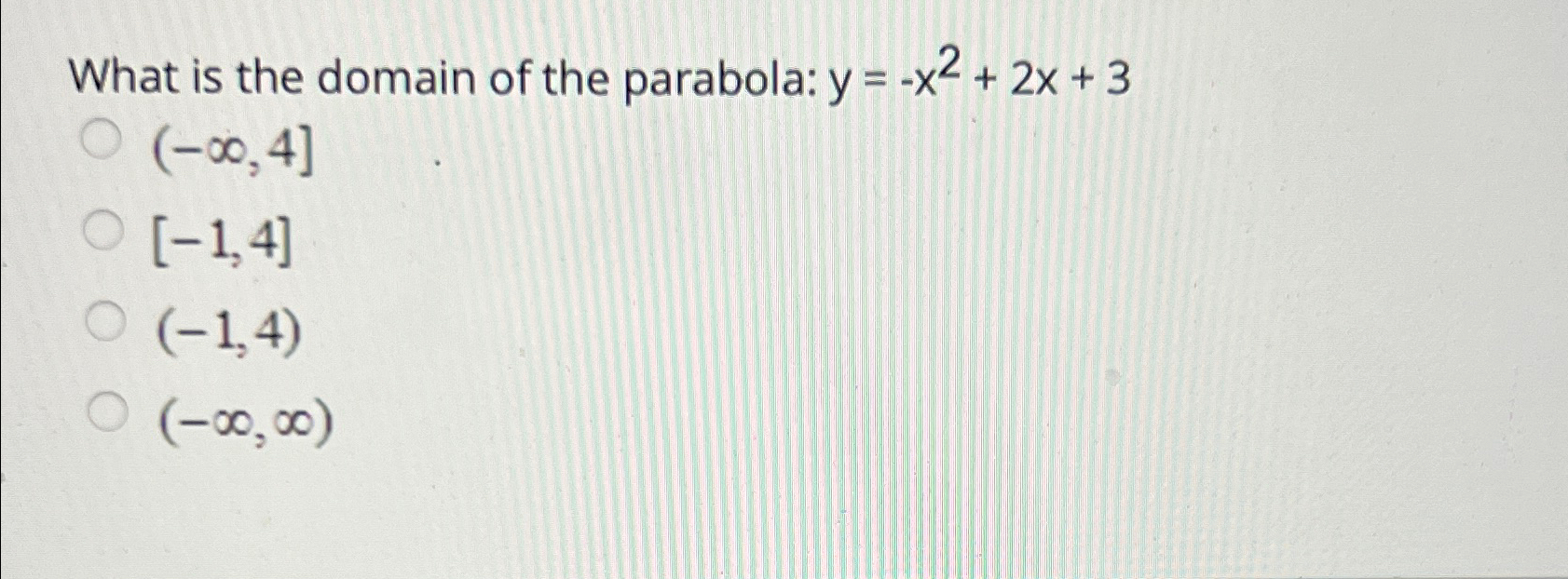 Solved What is the domain of the parabola: | Chegg.com