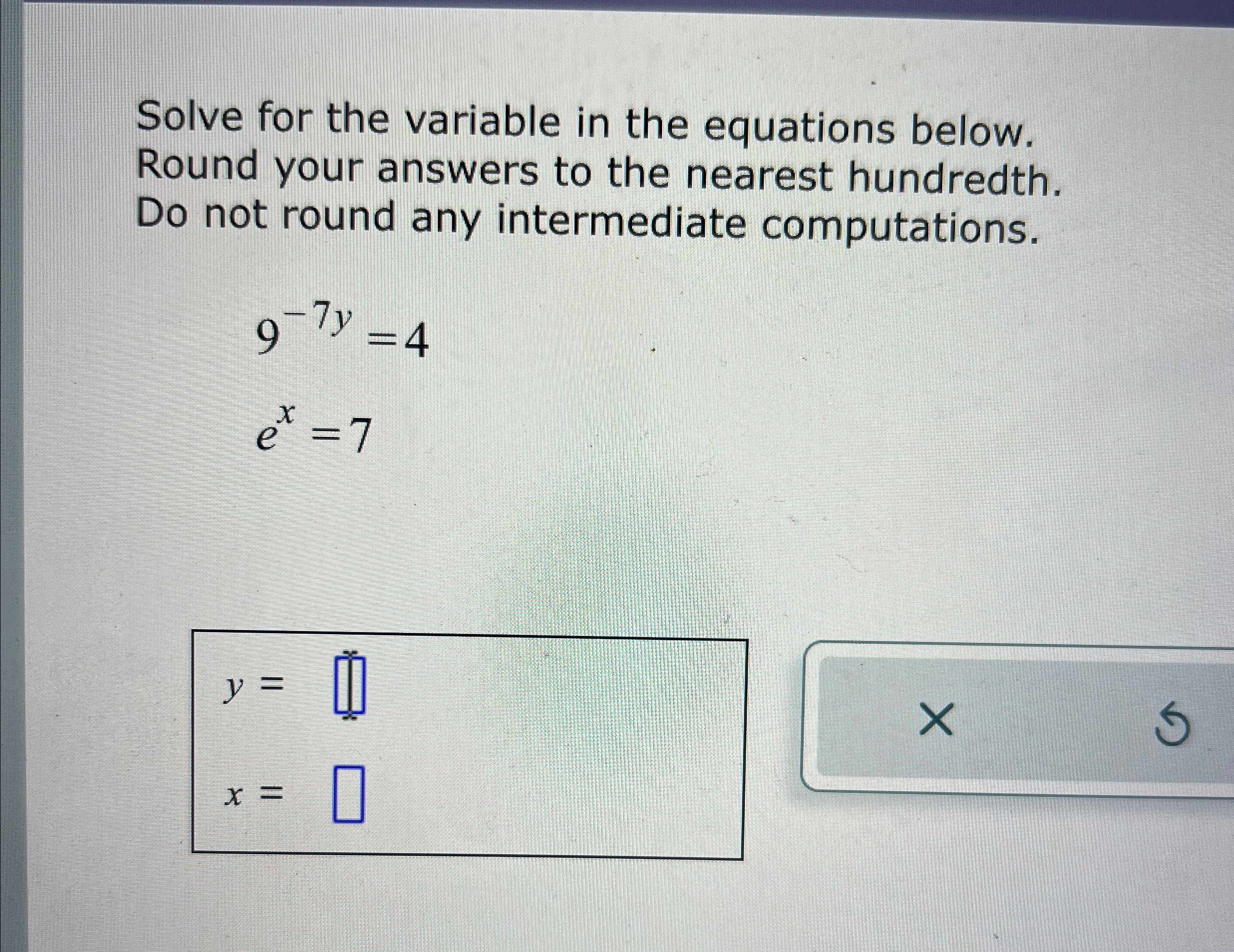 Solved Solve for the variable in the equations | Chegg.com