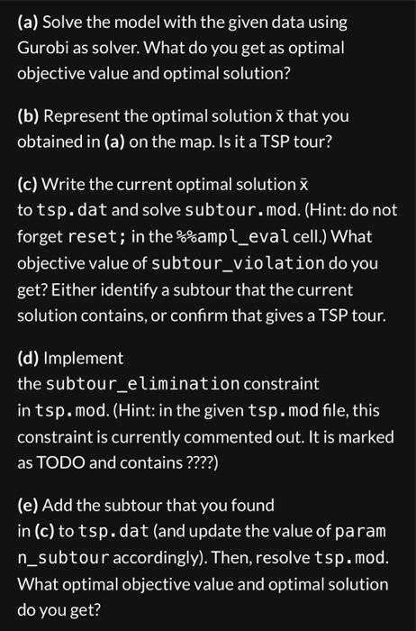 Solved Problem 10A [TSP symmetric version using | Chegg.com