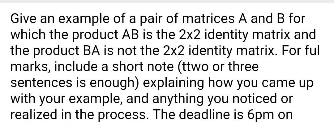 Give an example of a pair of matrices A and B for | Chegg.com