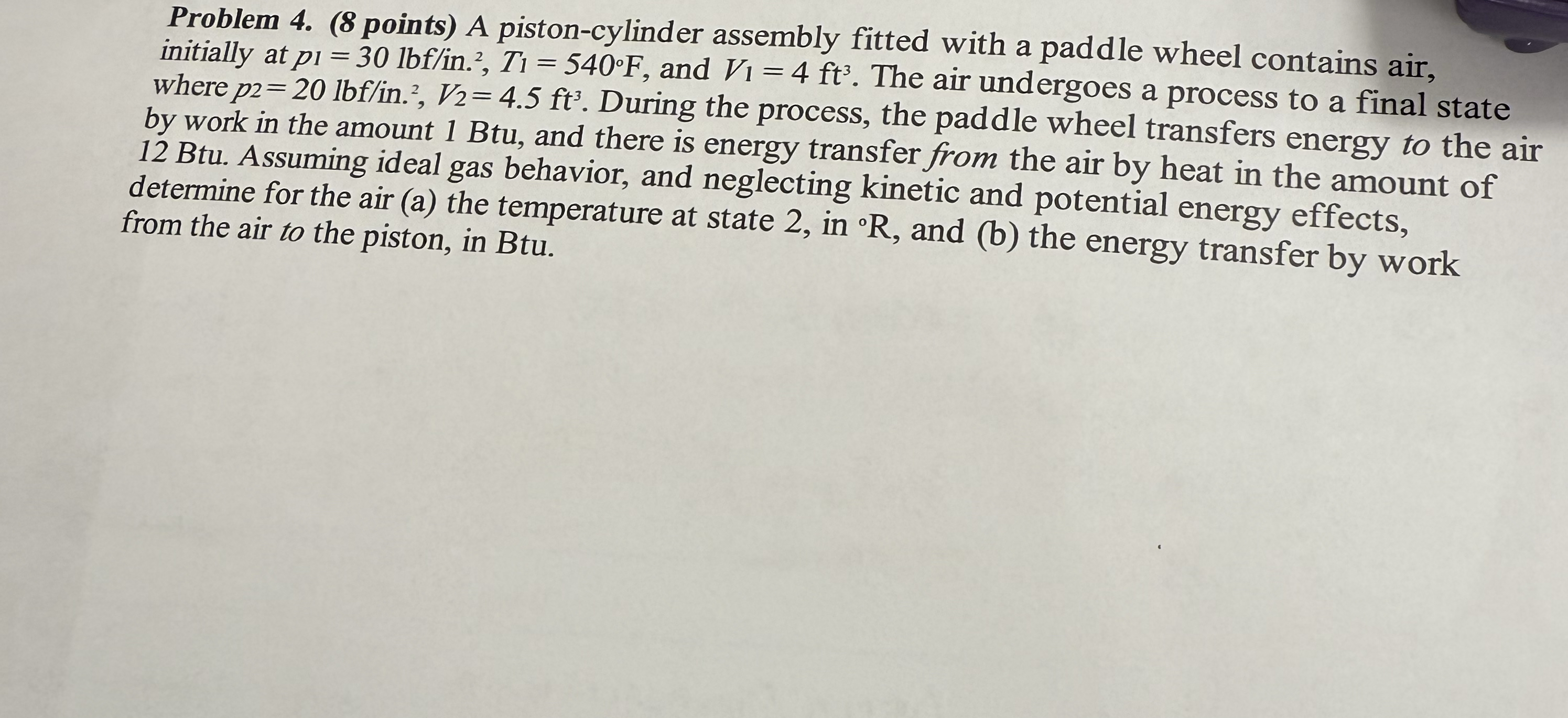 Solved Problem 4. (8 ﻿points) ﻿A piston-cylinder assembly | Chegg.com