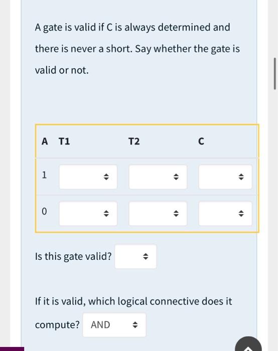 Solved The diagram below gives a simple gate design with a | Chegg.com