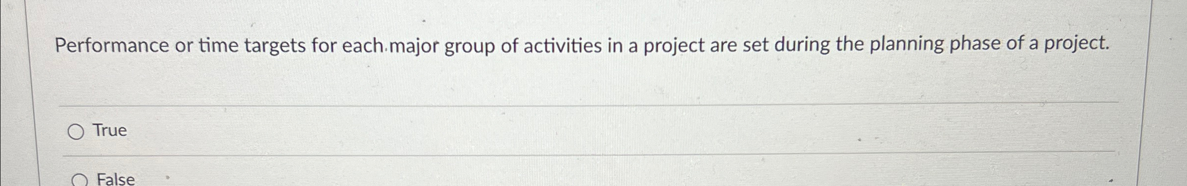 Solved Performance or time targets for each. major group of | Chegg.com