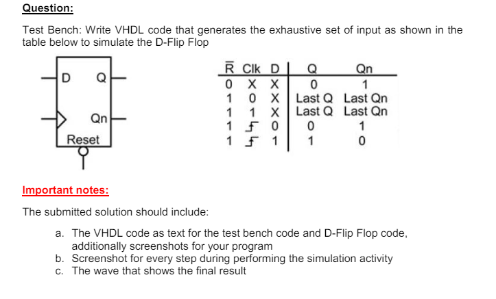 Questiontest Bench Write Vhdl Code That Generates 