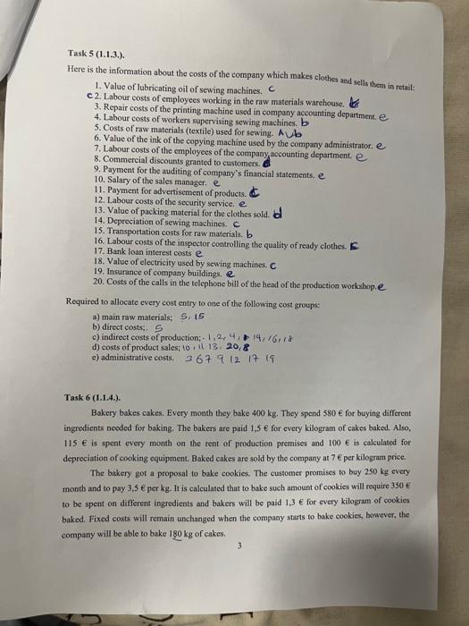 Solved Task 5 (1.1.3.). Here is the infomation about the | Chegg.com