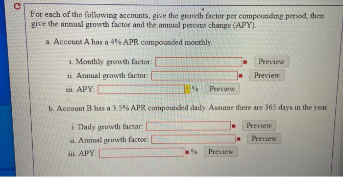 Solved For each of the following accounts, give the growth | Chegg.com