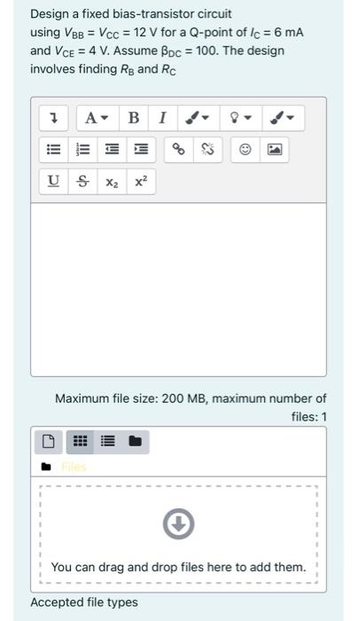 Solved Design a fixed bias-transistor circuit using | Chegg.com