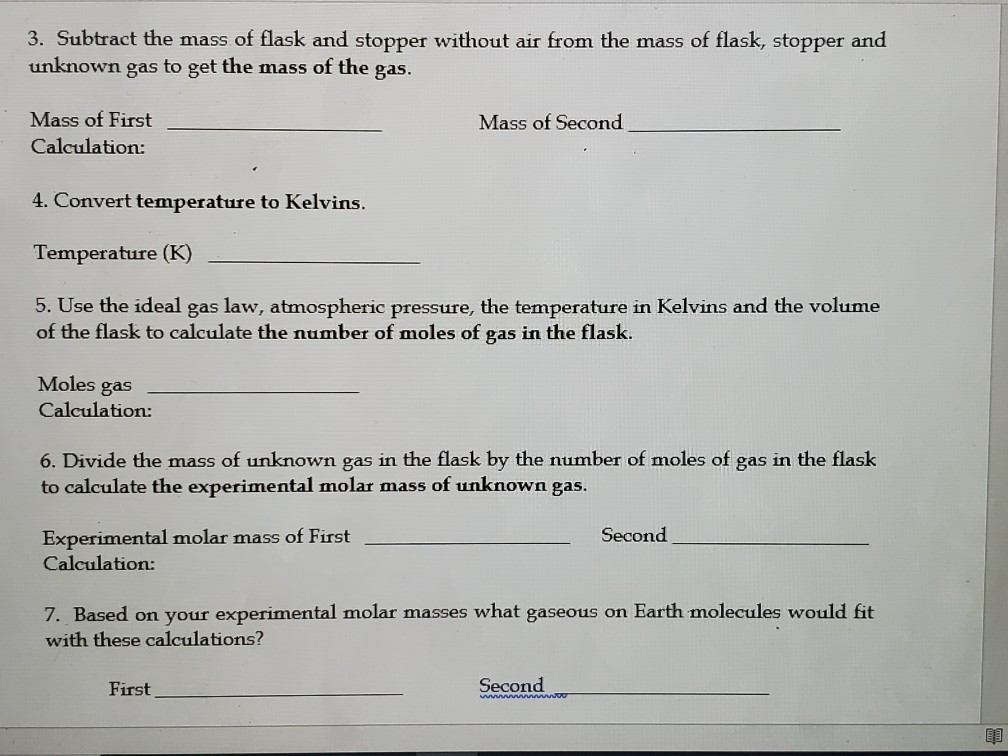 Solved Styles Lab 2: Molar Mass of Gases Experimentally | Chegg.com