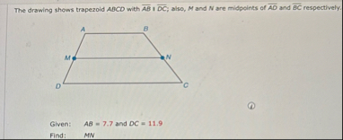 Solved The drawing shows trapezoid ABCD with | Chegg.com