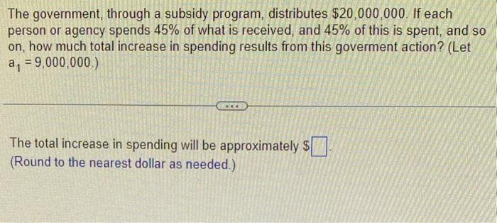 Solved The government, through a subsidy program, | Chegg.com