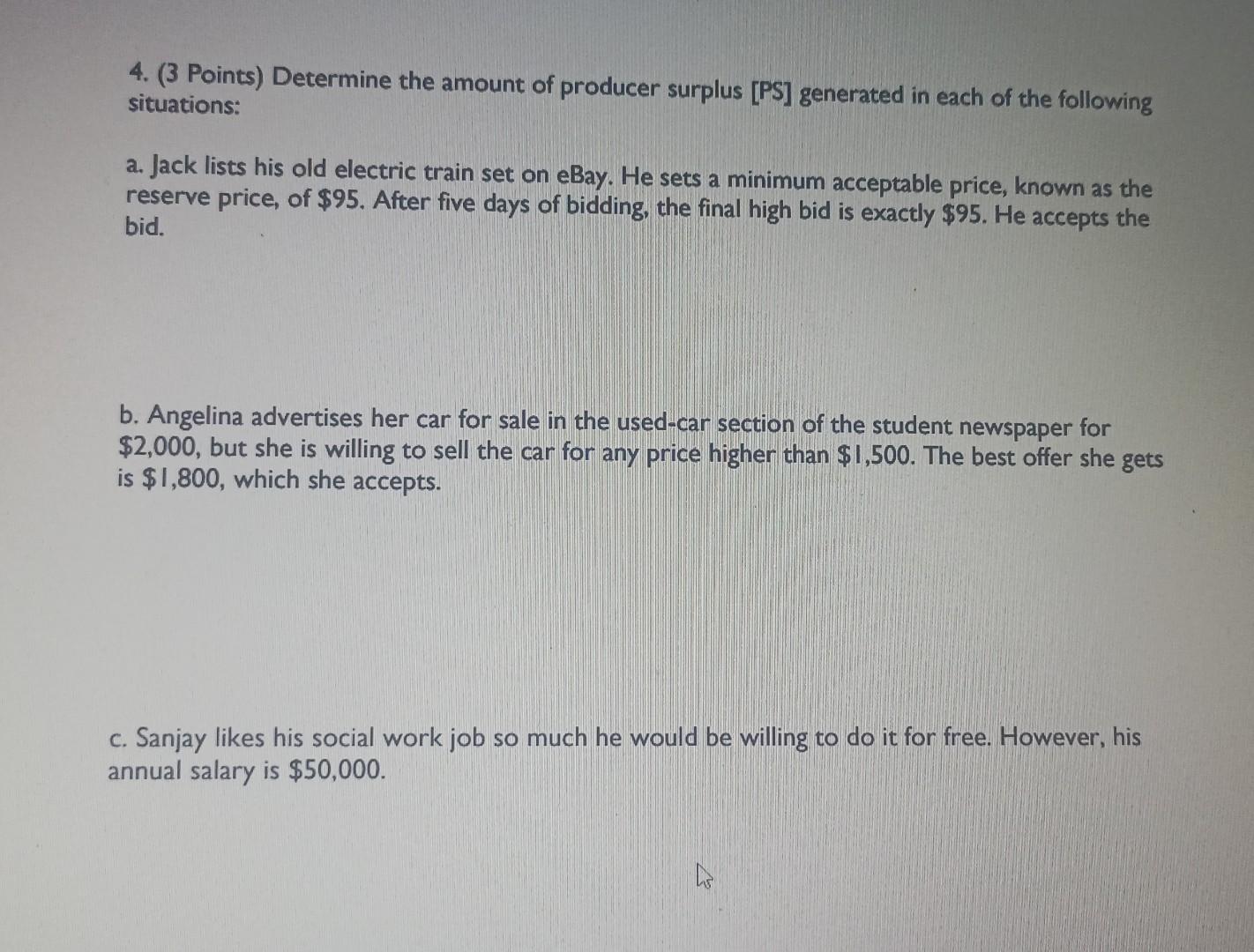 Solved 4. (3 Points) Determine the amount of producer | Chegg.com