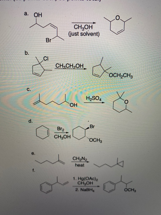 Solved a. OH CH2OH (just solvent) Br b. CI CH,CH,ОН. Сосн.с | Chegg.com