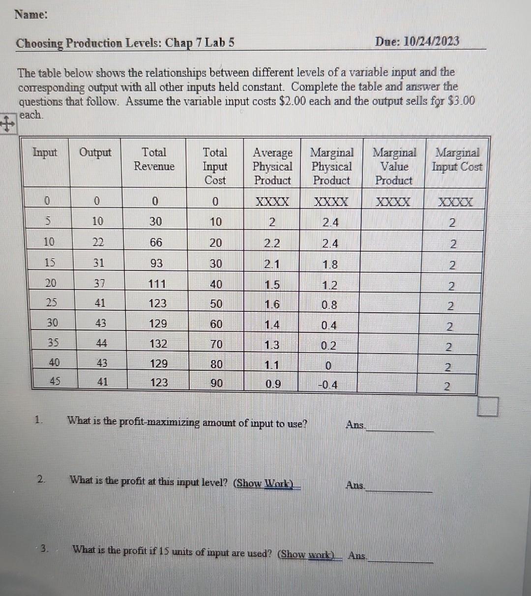 4. Between 30 and 35 units of imput, each additional | Chegg.com