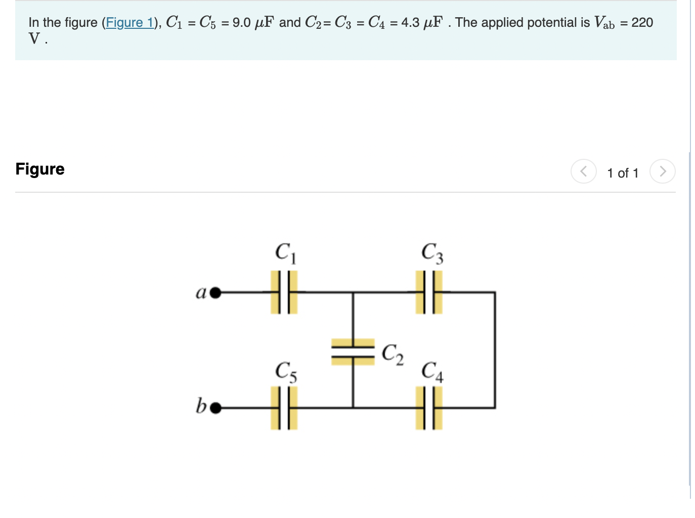 Solved In the figure (Figure 1), C1=C5=9.0μF ﻿and | Chegg.com