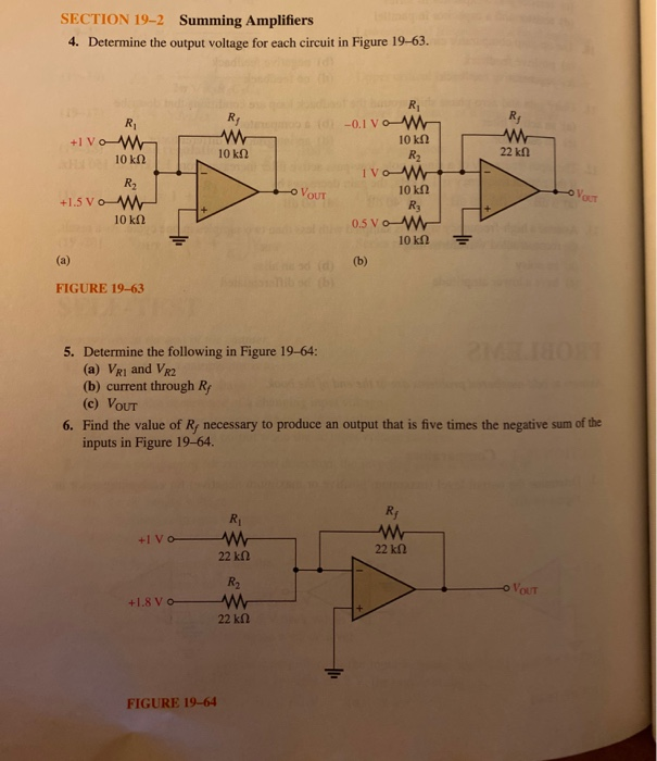 Solved SECTION 19-2 Summing Amplifiers 4. Determine the | Chegg.com