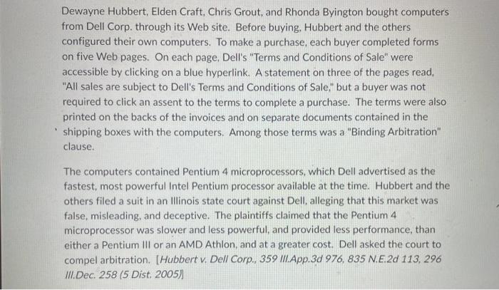 Solved Dewayne Hubbert, Elden Craft, Chris Grout, and Rhonda | Chegg.com