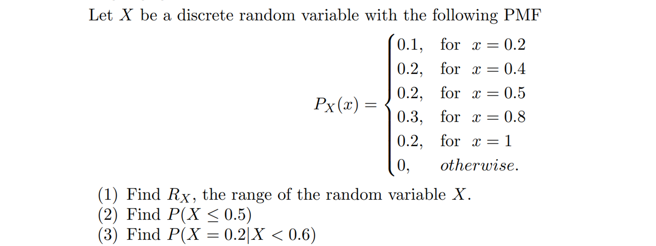 Solved Let x ﻿be a discrete random variable with the | Chegg.com