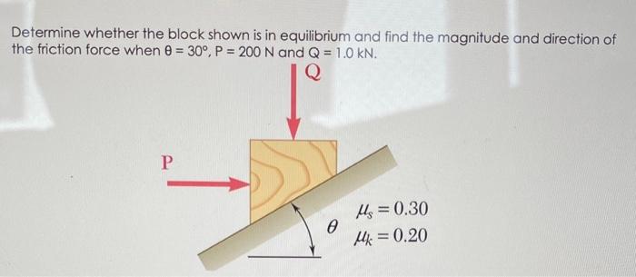 Solved Determine whether the block shown is in equilibrium | Chegg.com