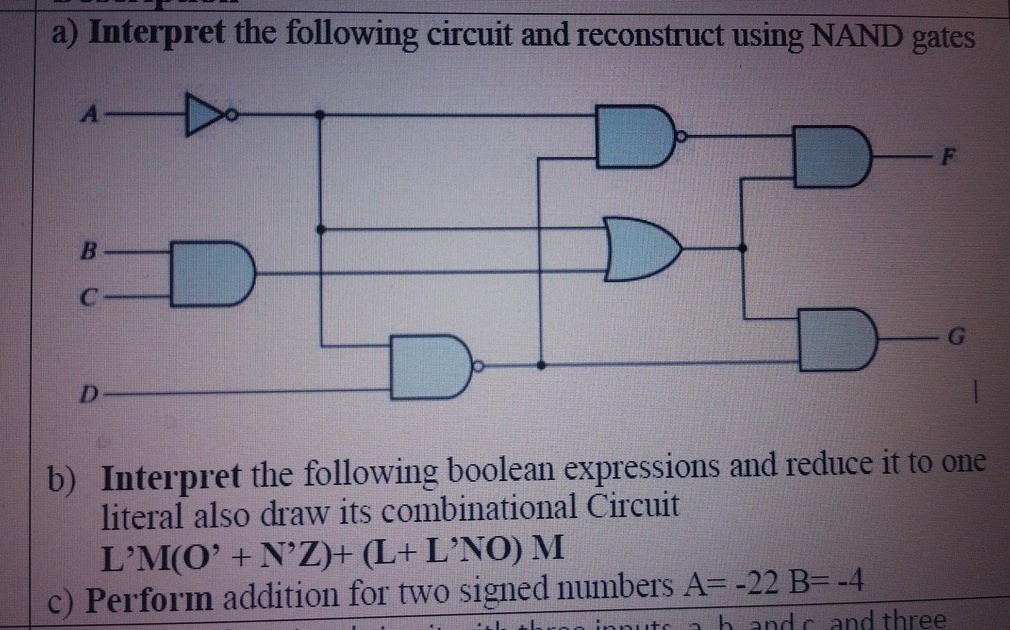 Solved a) Interpret the following circuit and reconstruct | Chegg.com