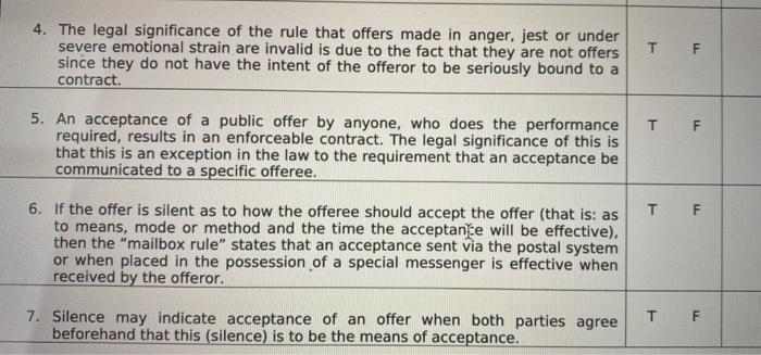 Solved 4. The legal significance of the rule that offers | Chegg.com
