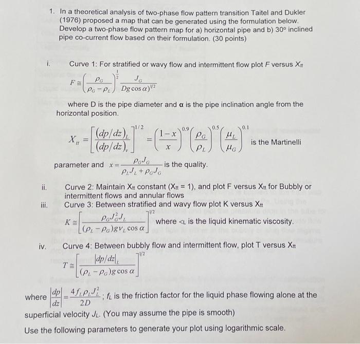 Solved 1. In a theoretical analysis of two-phase flow | Chegg.com