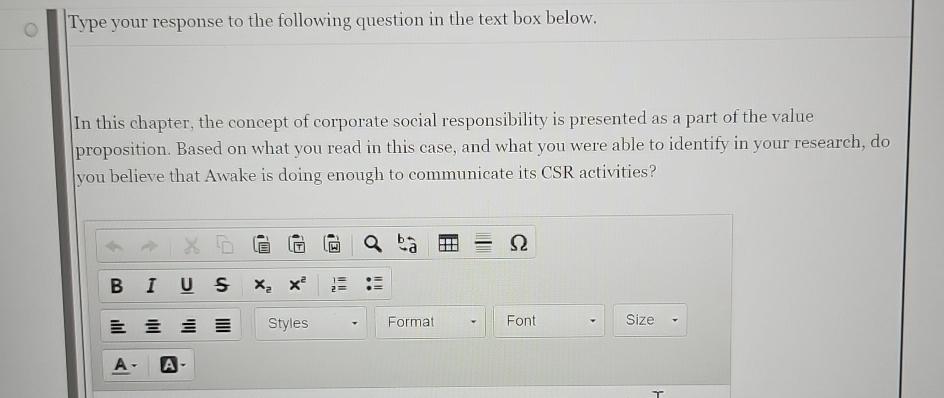 Solved Type your response to the following question in the | Chegg.com