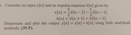 Solved Consider an input x[n] ﻿and an impulse response h[n] | Chegg.com