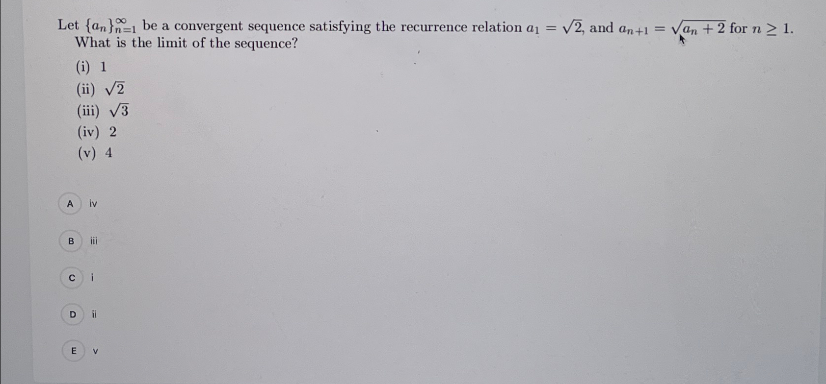 Solved Let {an}n=1∞ ﻿be a convergent sequence satisfying the | Chegg.com