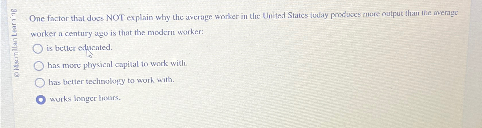 Solved ∞5C ﻿One factor that does NOT explain why the average | Chegg.com