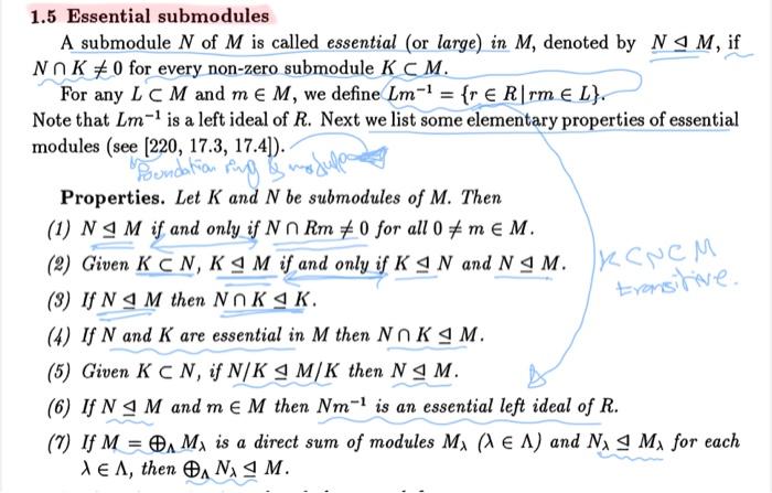 Solved If A closed submodule in M and B essential in M. | Chegg.com