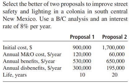 Solved Select the better of two proposals to improve | Chegg.com