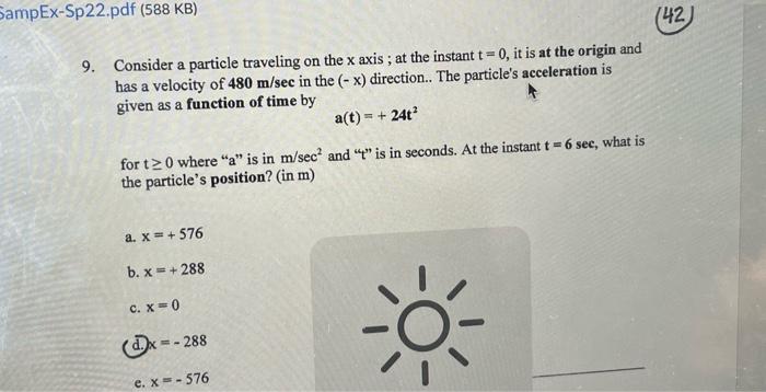 Solved Consider a particle traveling on the x axis ; at the | Chegg.com