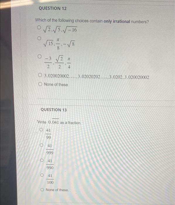 Solved Which of the following choices contain only | Chegg.com