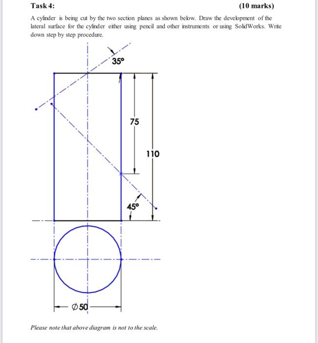 Solved Task 4: (10 marks) A cylinder is being cut by the two | Chegg.com