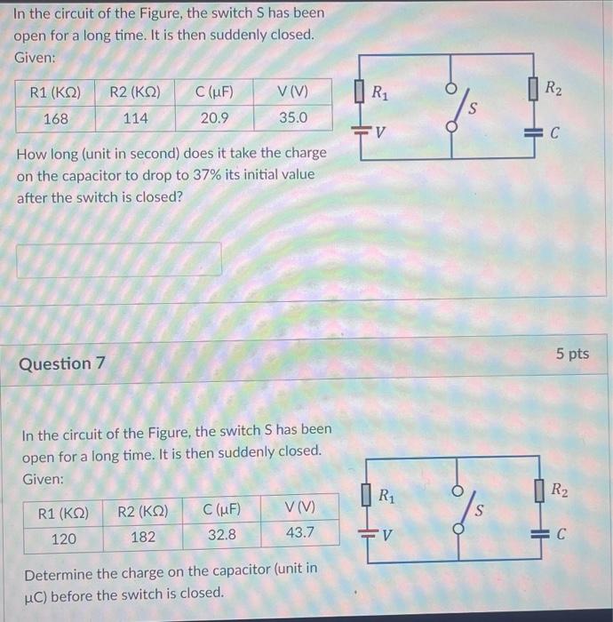 Solved In the circuit of the Figure, the switch S has been | Chegg.com