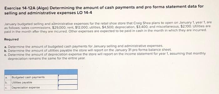 Solved Exercise 14-12A (Algo) Determining the amount of cash | Chegg.com