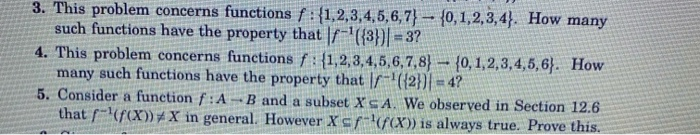 Solved 3. This problem concerns functions f : | Chegg.com