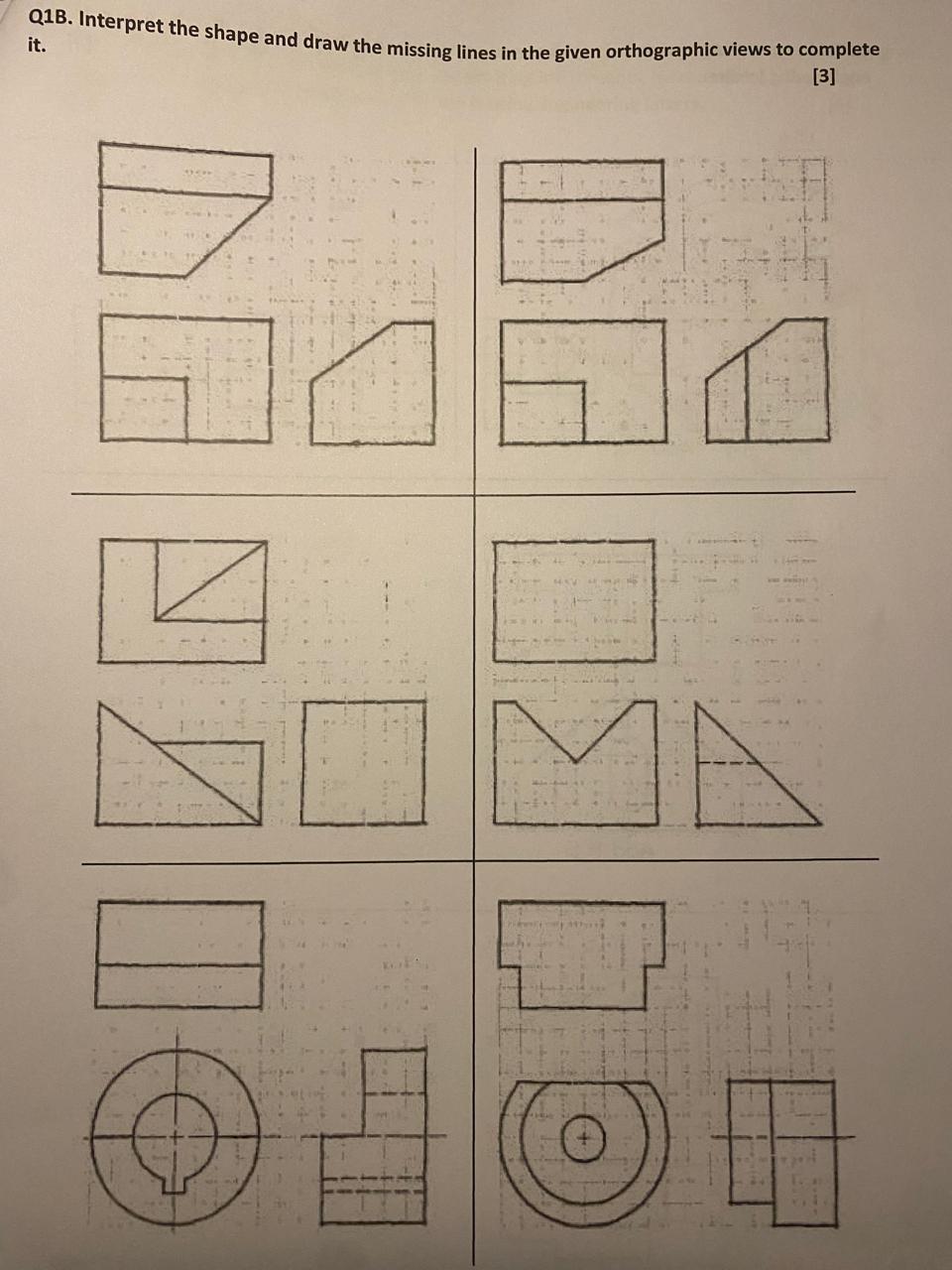 Solved Q1B. ﻿Interpret the shape and draw the missing lines | Chegg.com