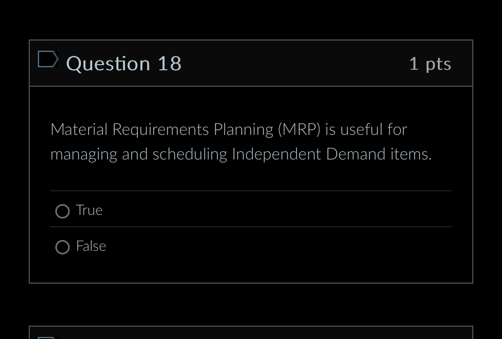 Solved Question 181 ﻿ptsMaterial Requirements Planning (MRP) | Chegg.com