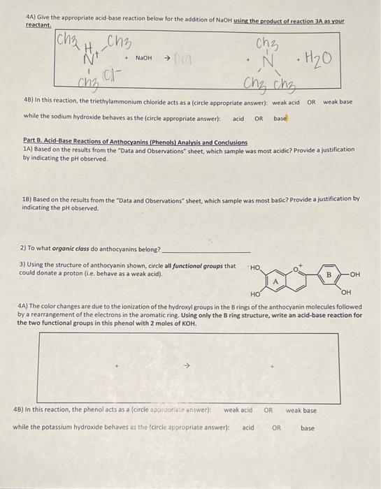 Solved Experiment 6 Post-Laboratory Report Rart A. Acid Base | Chegg.com