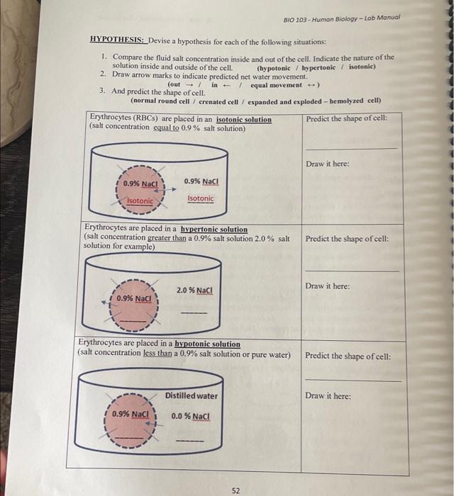 Solved BIO 103 - Human Biology-Lab Manual Activity 3: Living | Chegg.com